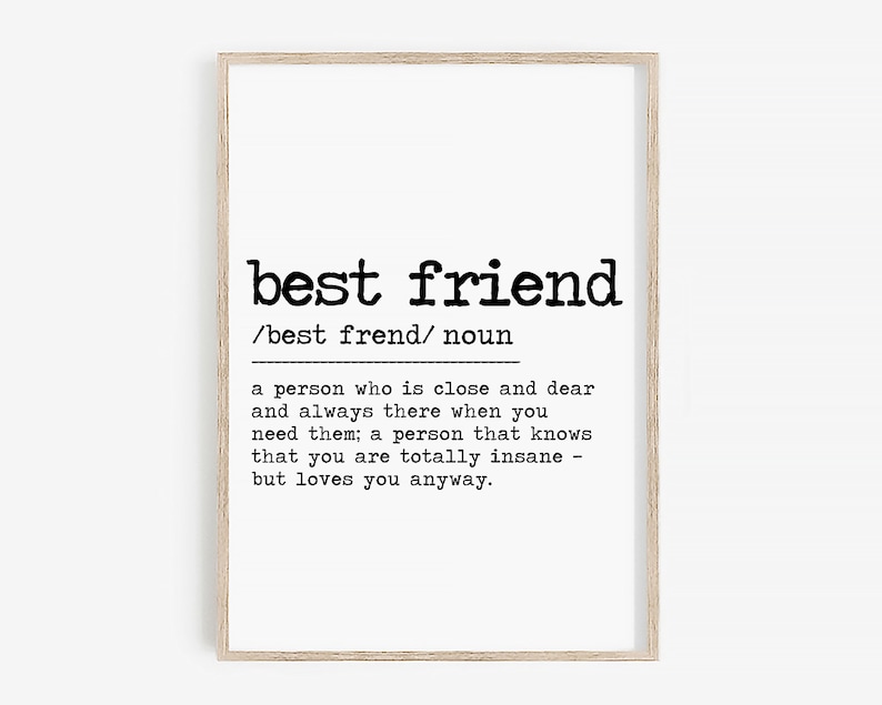 Best Friend Definition Print, Gift for Friend, Gift From Friend, Friend ...