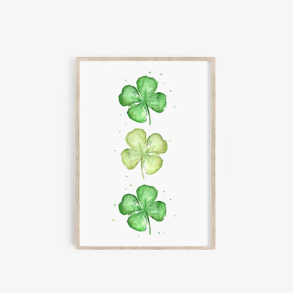 Three Four Leaf Clovers St Patrick's Day Printable Wall | Etsy