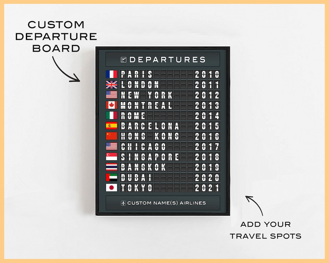 Personalized Airport Departure Board · Custom Vacation • Travel ...