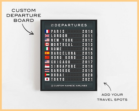 Personalized Airport Departure Board Custom Vacation - Etsy