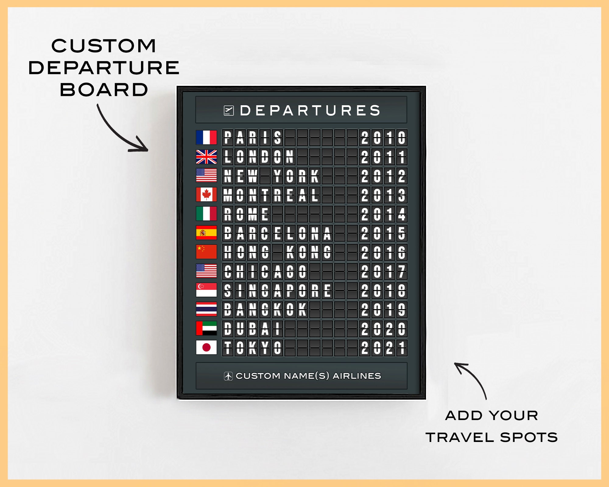 Personalized Airport Departure Board · Custom Vacation • Travel ...