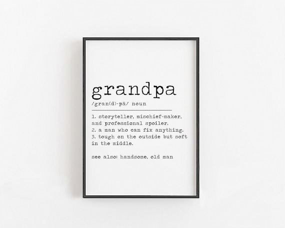 Grandpa Definition Print Grandfather Definition Sign Funny | Etsy