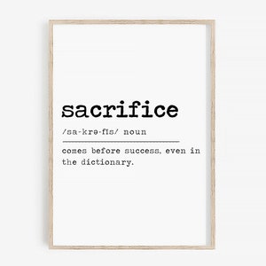Sacrifice Definition Print • Motivational Wall Decor for Office ...