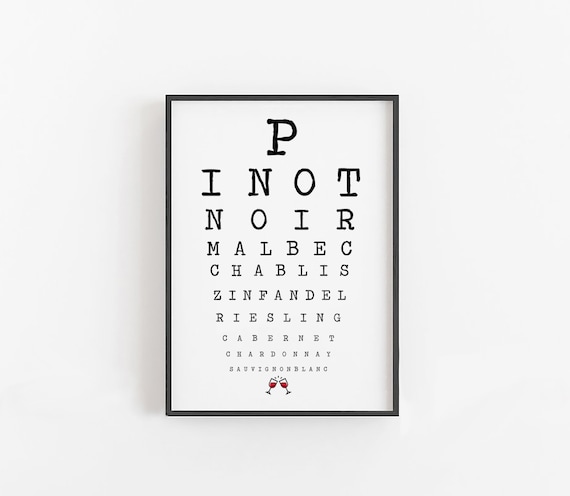 Wine Eye Chart Sign Wine Types Sign Printable Wall Art | Etsy