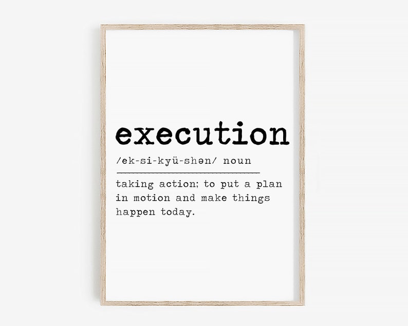 Execution Definition Motivational Wall Decor for Office - Etsy
