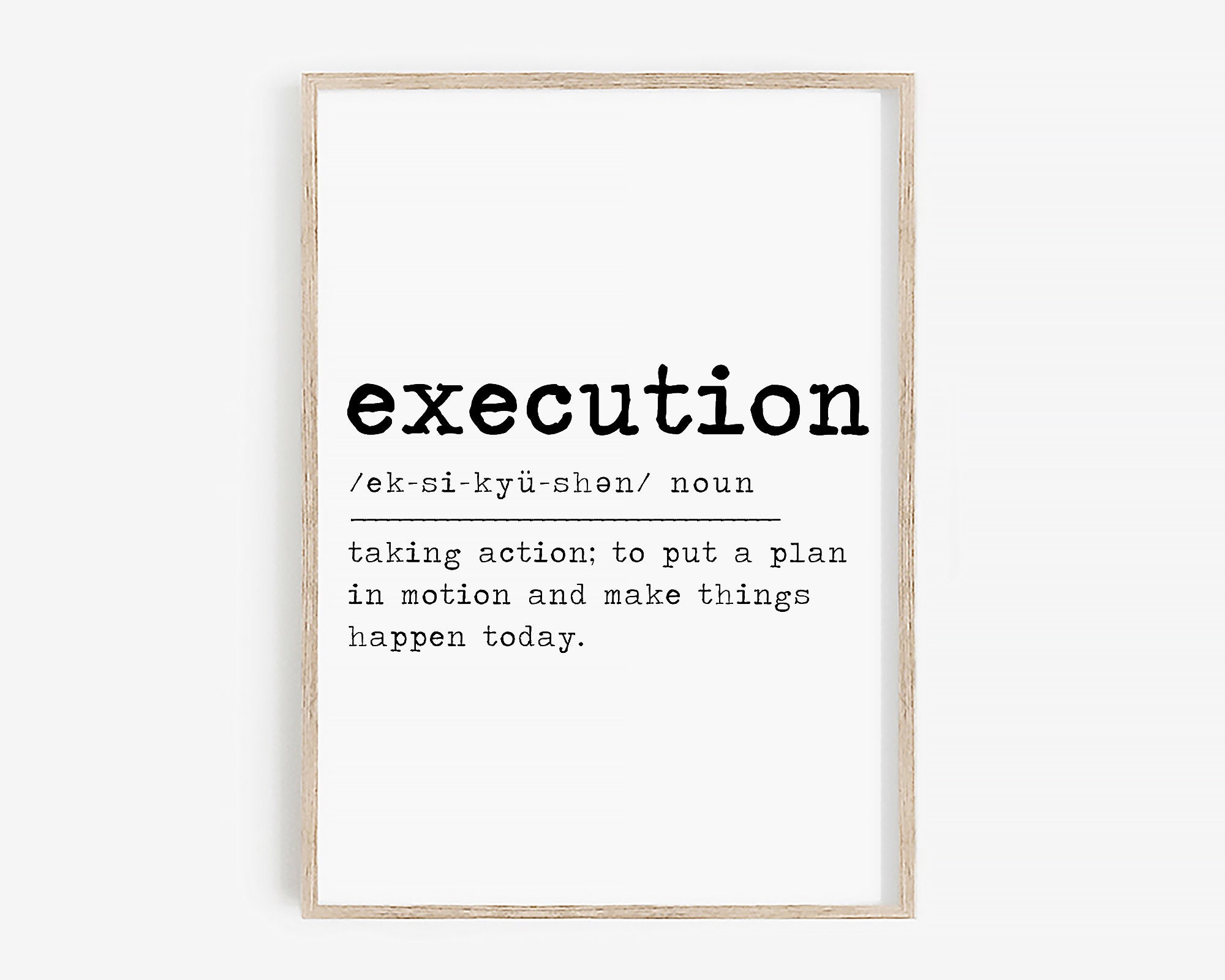 Execution Definition Motivational Wall Decor for Office | Etsy