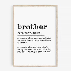 Brother Definition Print Sibling Definition, Gift for Brother, Gift ...