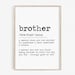 Brother Definition Print Sibling Definition, Gift for Brother, Gift ...