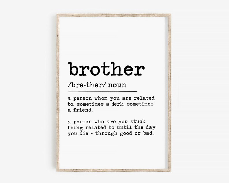 Brother Definition Print Sibling Definition Gift for | Etsy