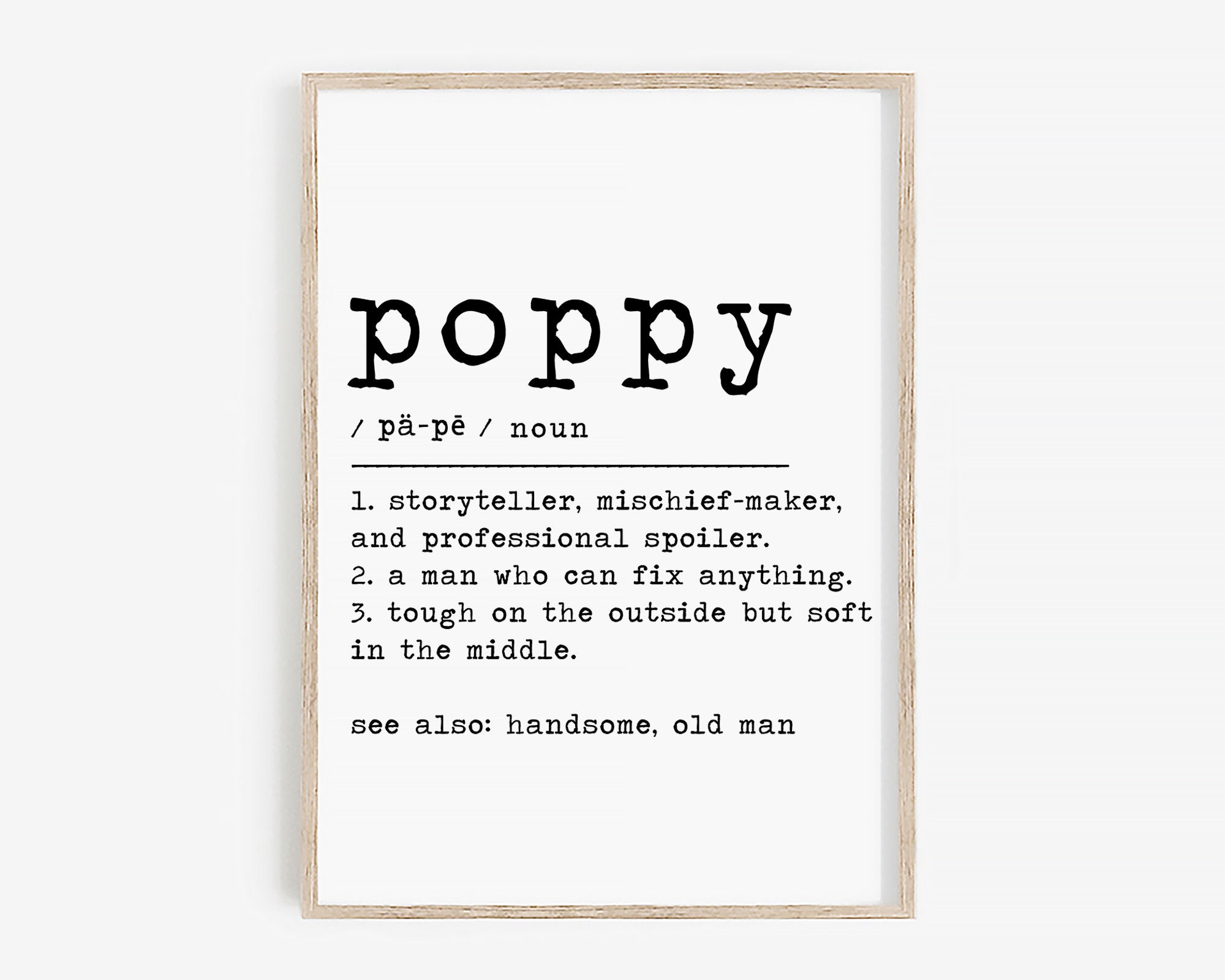 Poppy Definition Print · Grandpa Definition Sign, Poppy Gifts, Funny ...