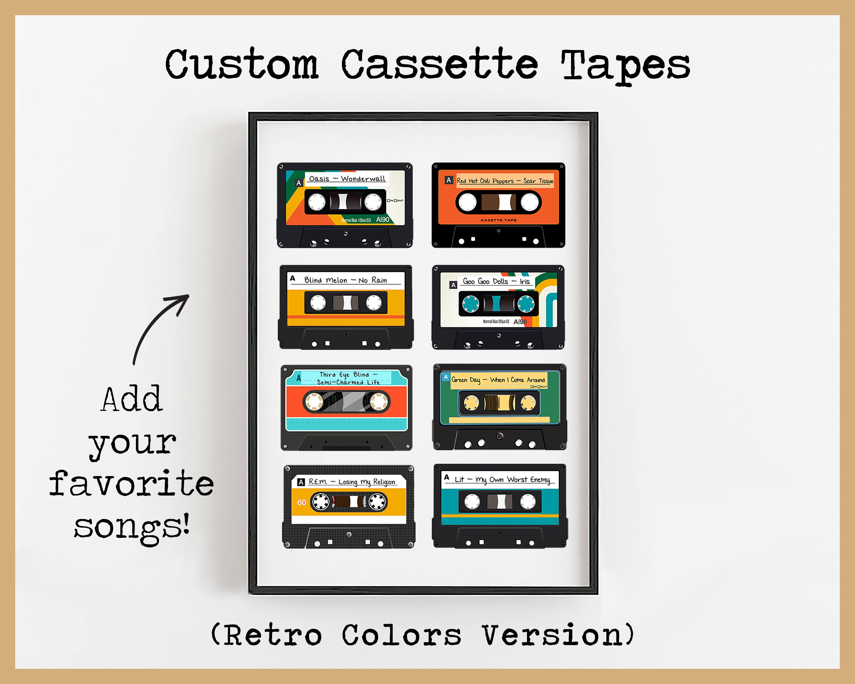 Custom Cassette Print Retro Cassette Poster Personalized - Etsy