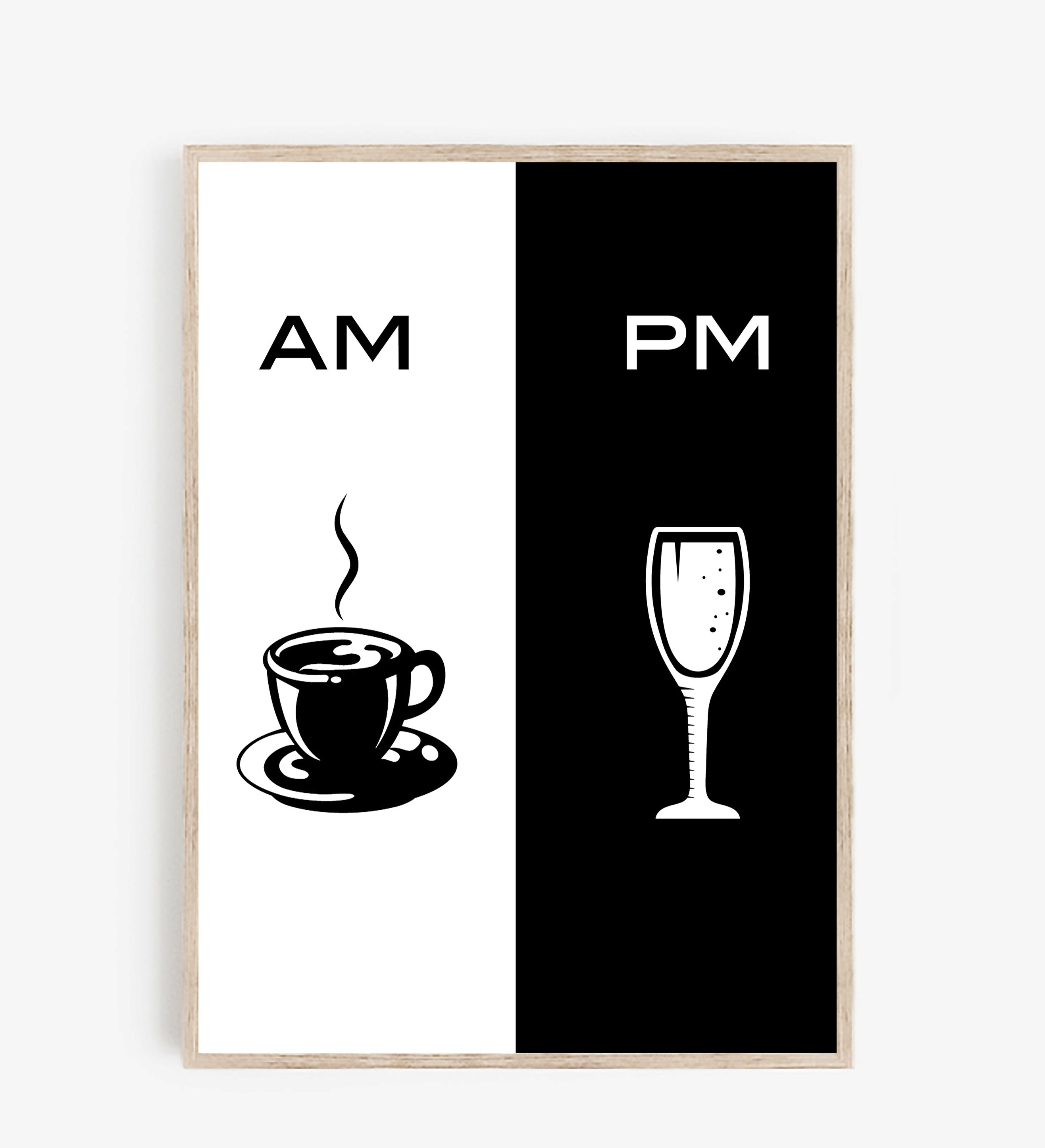 AM PM Coffee Wine Print · Funny Kitchen Sign · Coffee Lover Gift ...