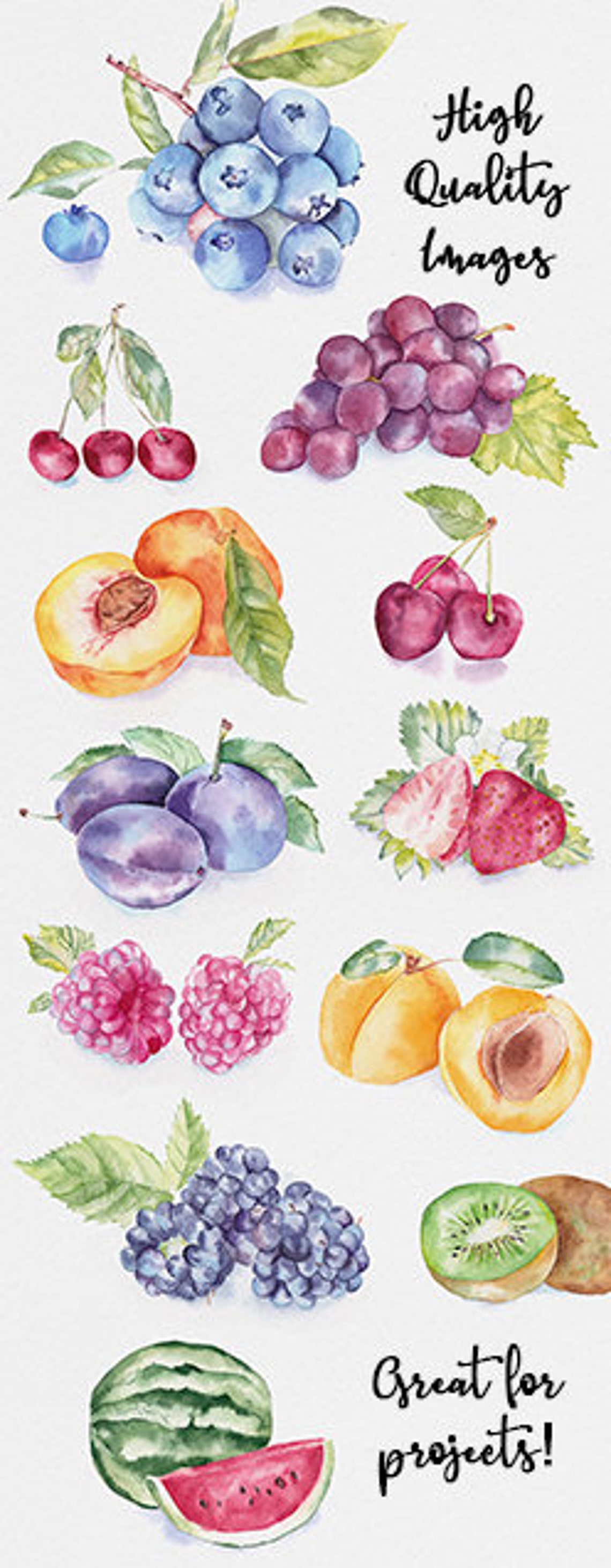 Watercolor Fruit Clipart, Watercolor Food Clipart, Watermelon Clipart ...