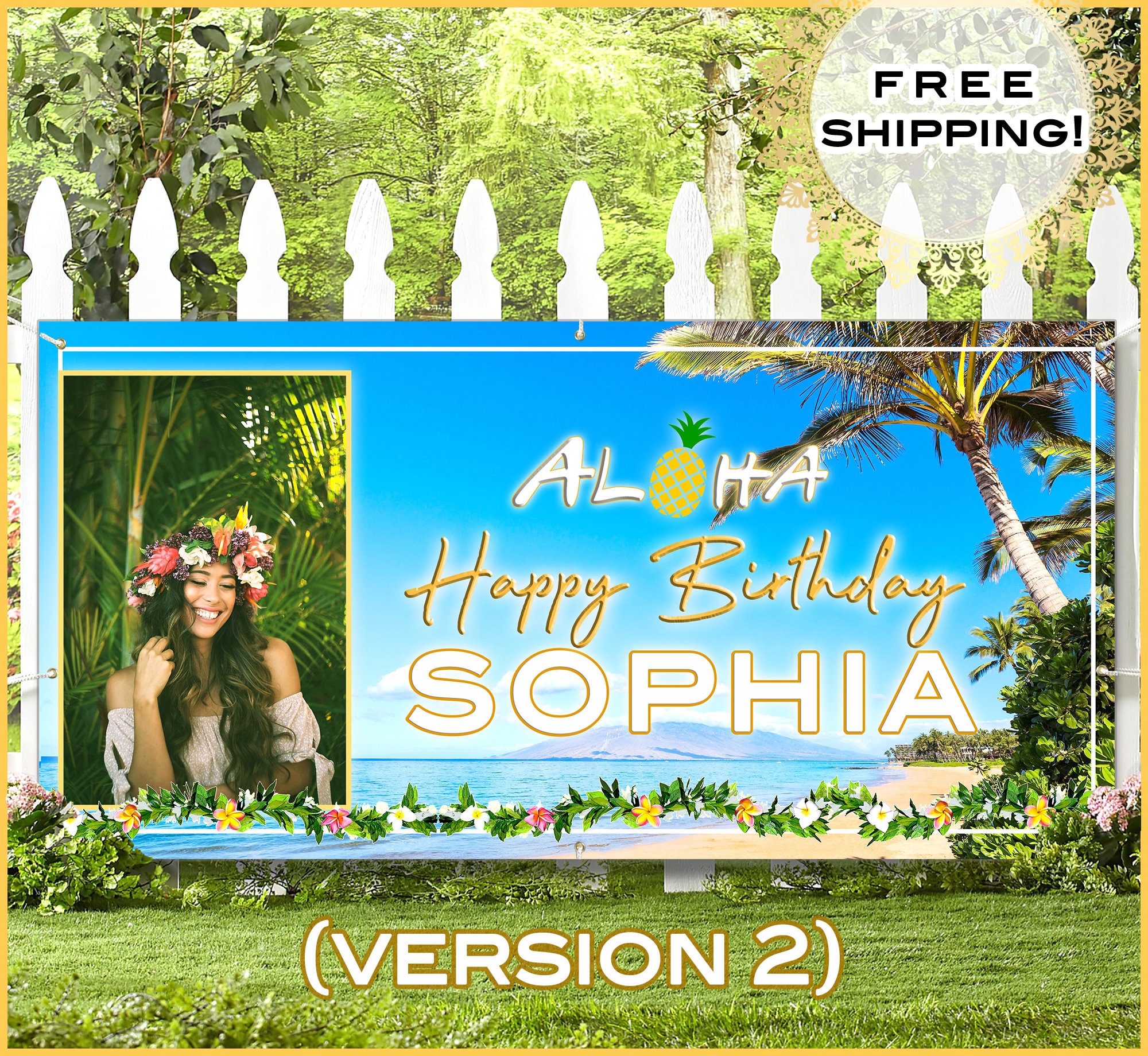 Custom Hawaiian Birthday Banner Personalized Aloha Hawaii - Etsy