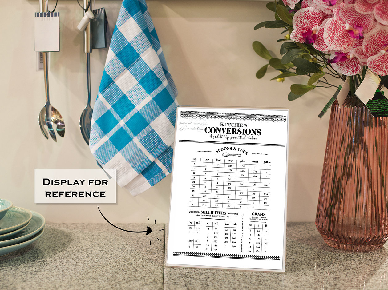 Kitchen Conversion Chart 5 SHEETS Kitchen Cheat Sheet - Etsy