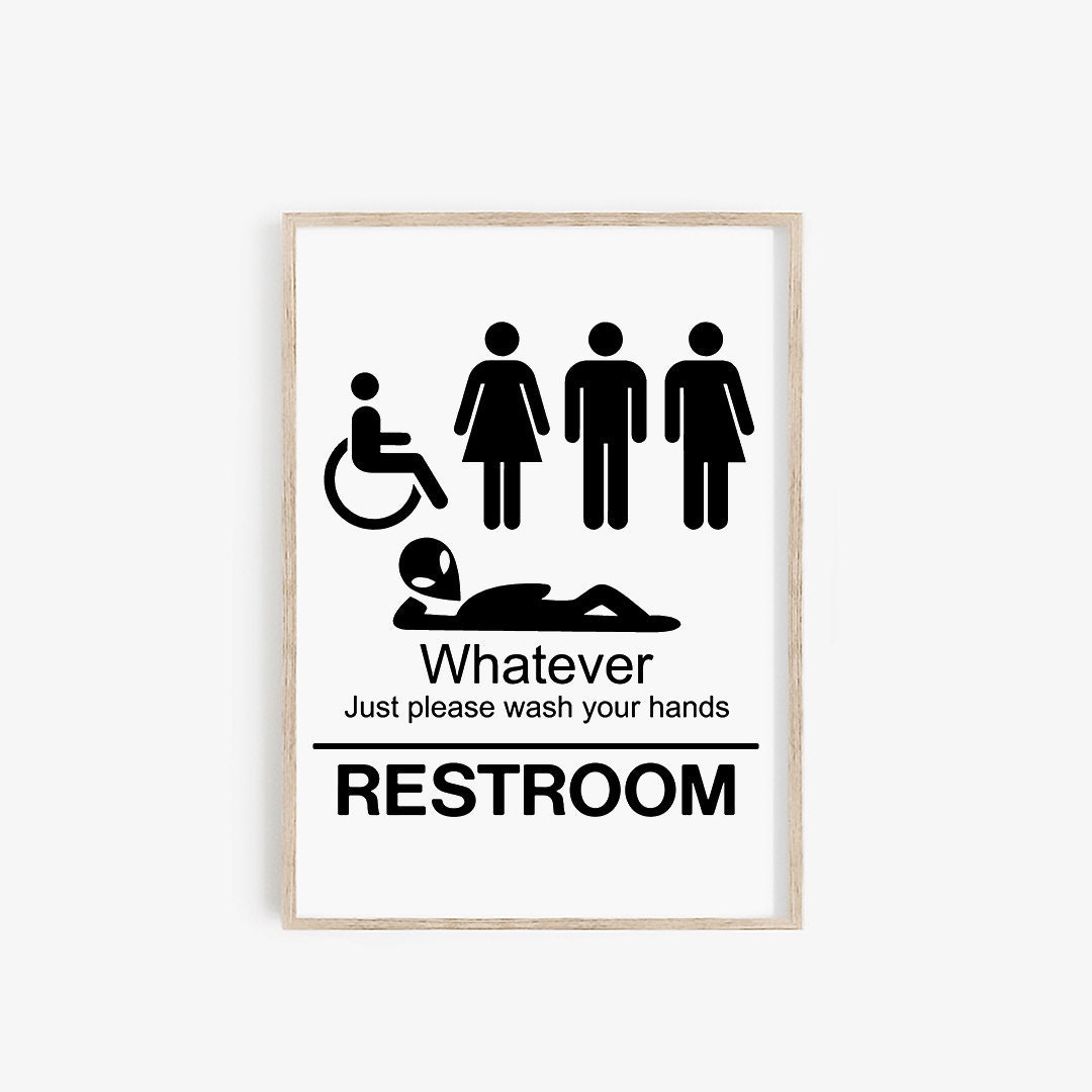 Alien Mens Women Funny Bathroom Sign • Restroom Bathroom Printable ...