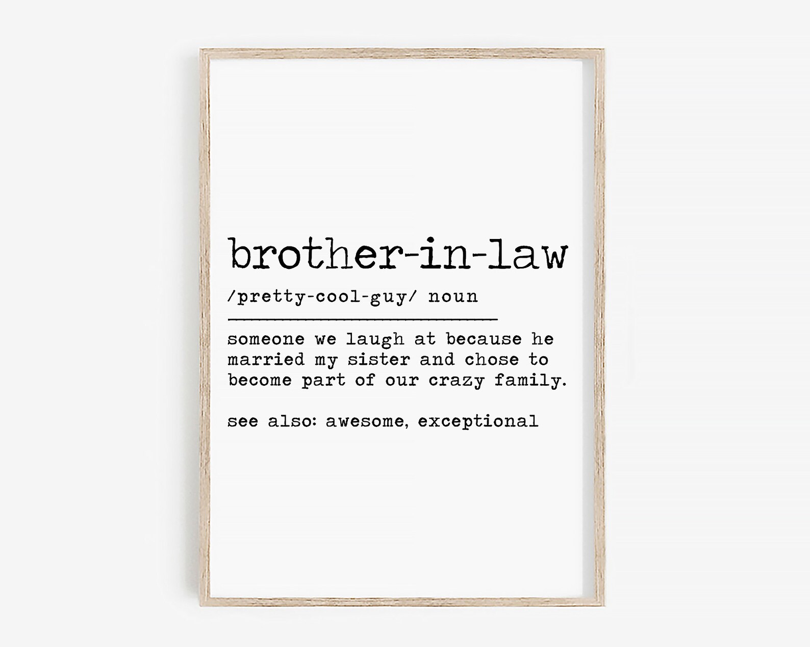 Brother in Law Definition Print Funny Definition Brother in - Etsy