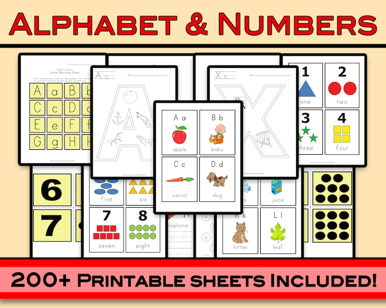Alphabet and Numbers 200 Worksheets Preschool Worksheets - Etsy