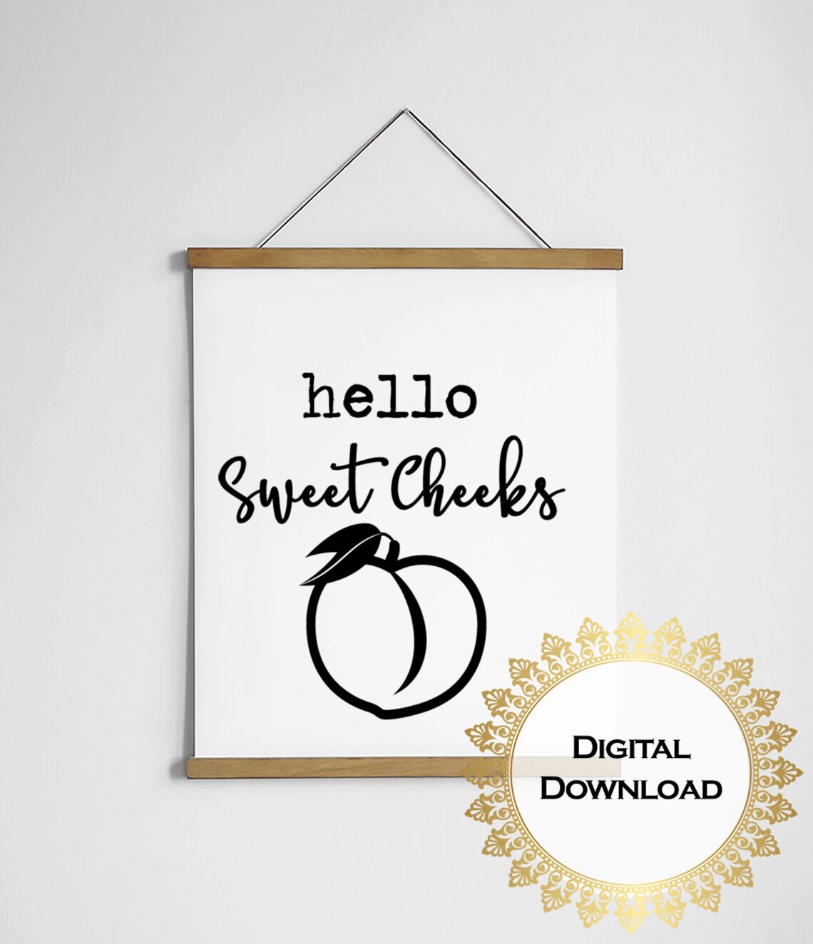 Hello Sweet Cheeks Sign • Funny Bathroom Printable Decor • Minimal Wall ...