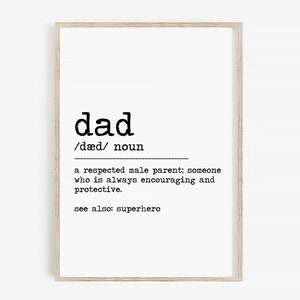 Dad Definition Print Father Definition Dad Gift From Daughter Dad Gift ...
