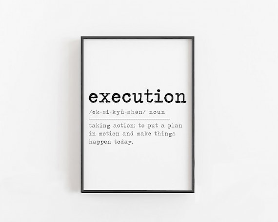 Execution Definition Motivational Wall Decor for Office | Etsy