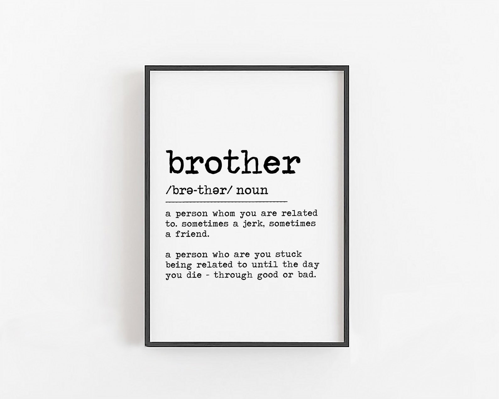 Brother Definition Print Sibling Definition Gift for | Etsy