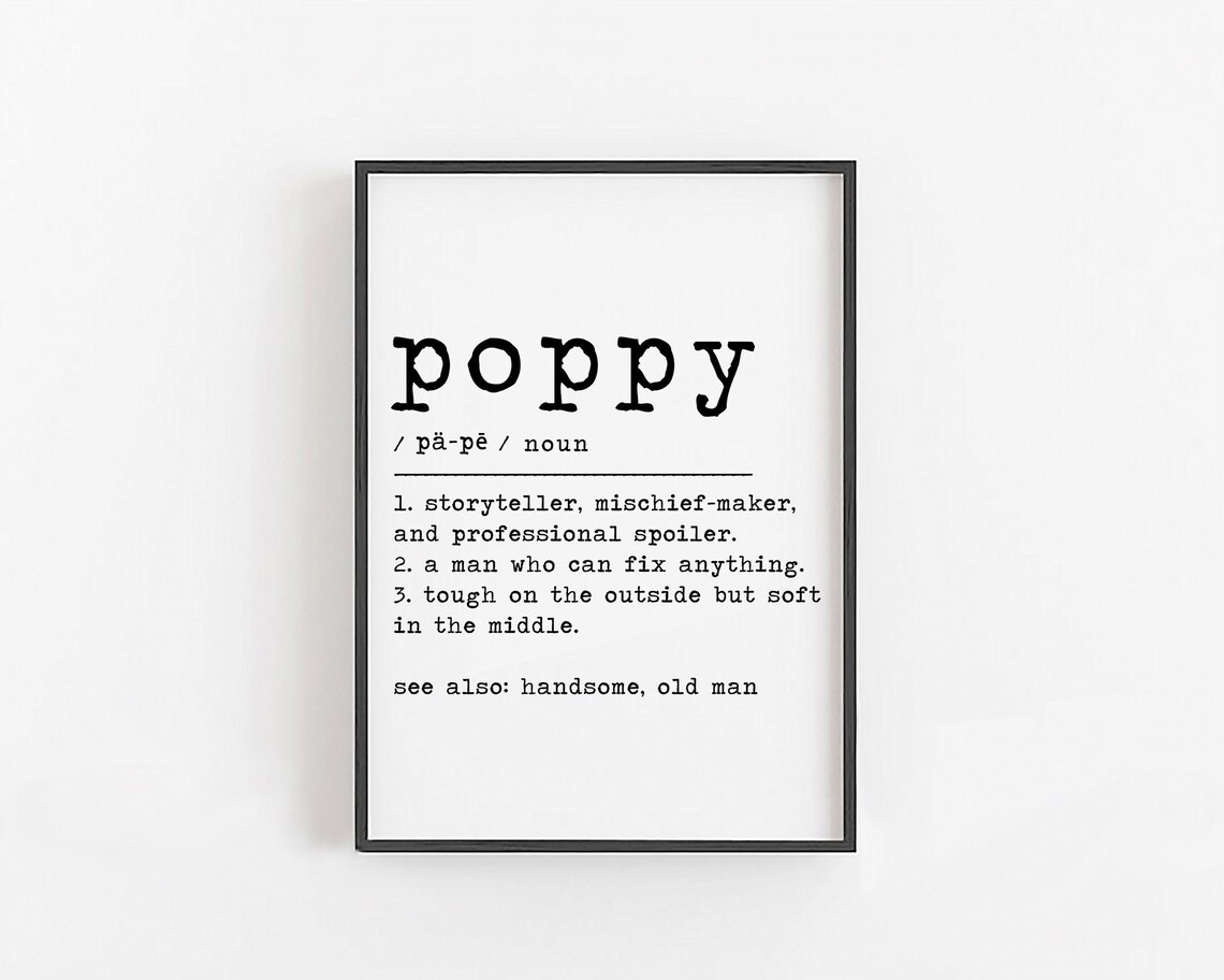 Poppy Definition Print · Grandpa Definition Sign, Poppy Gifts, Funny ...