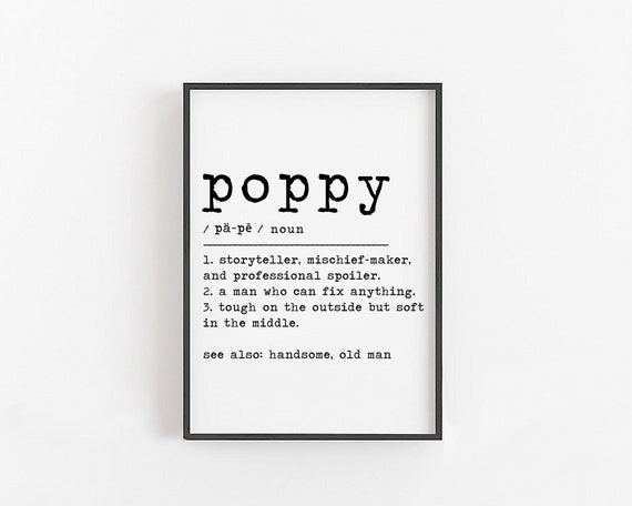 Poppy Definition Print Grandpa Definition Sign Poppy Gifts - Etsy