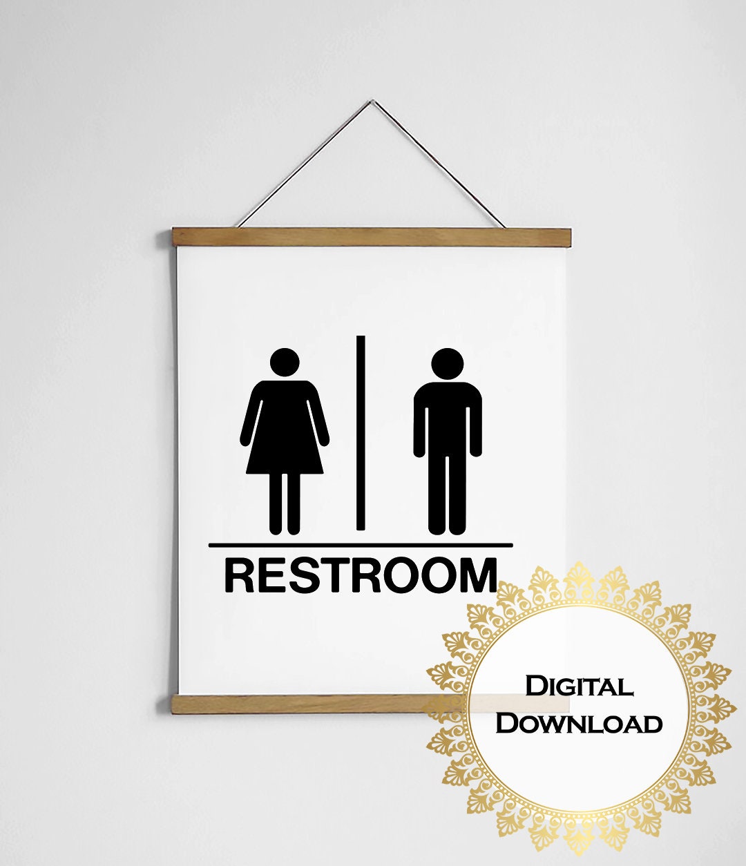 Mens Womens Bathroom Sign • Restroom Bathroom Printable Decor • Wall ...