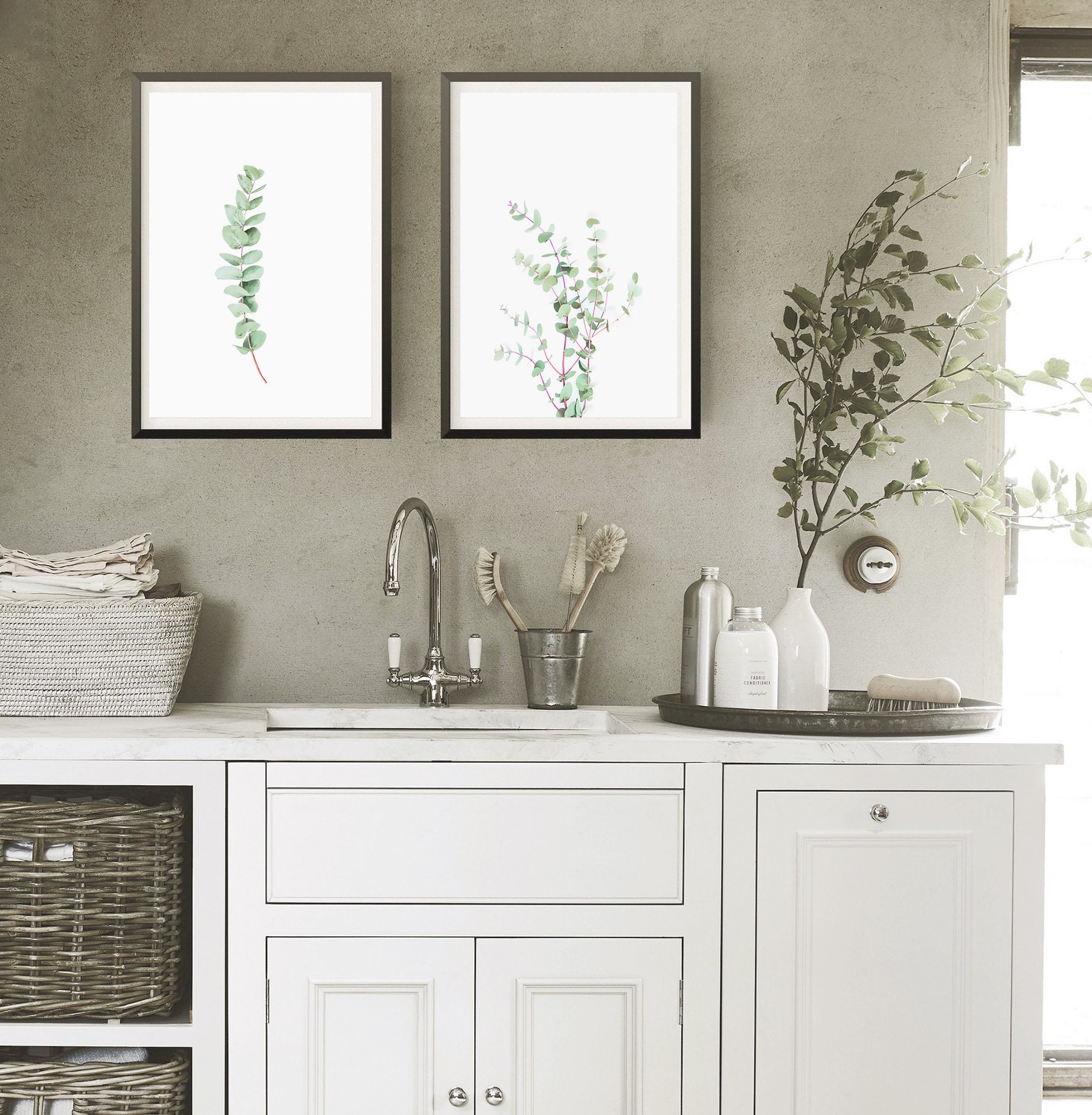Botanical Eucalyptus Prints Set of 3 Kitchen Printables | Etsy