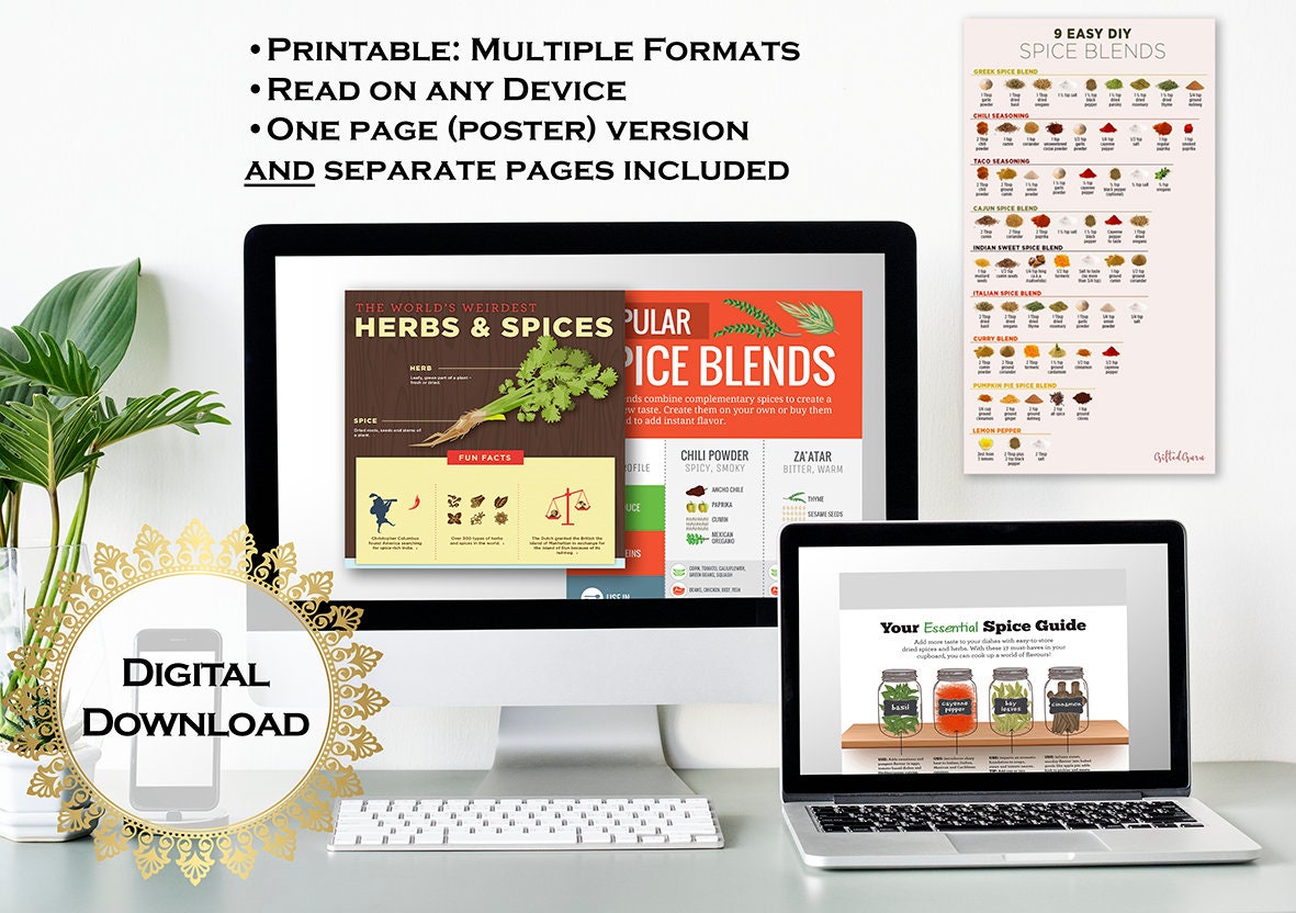 Herbs and Spices Guides Spice Cheat Sheets Organic Spices | Etsy