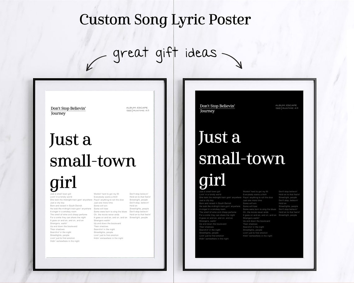 Custom Song Lyrics Poster • Song Lyrics Gift • Song Lyrics Print ...