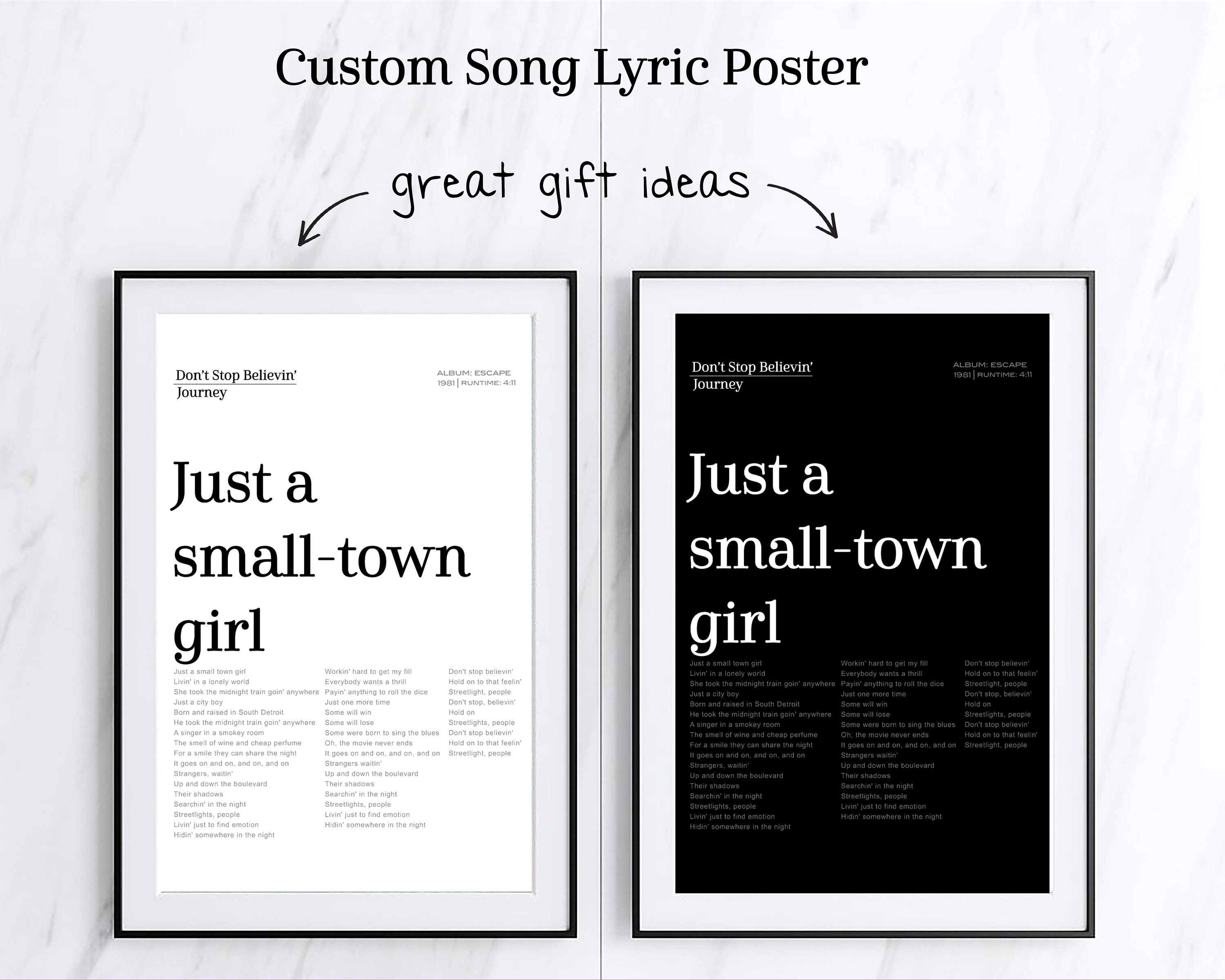 Custom Song Lyrics Poster Song Lyrics Gift Song Lyrics | Etsy
