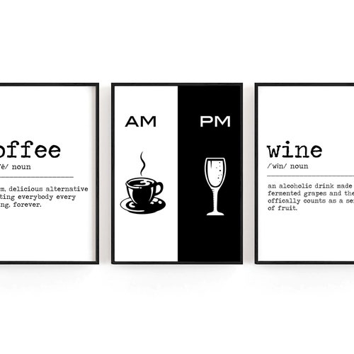 AM PM Coffee Wine Sign Set of 3 Coffee Definition Wine - Etsy