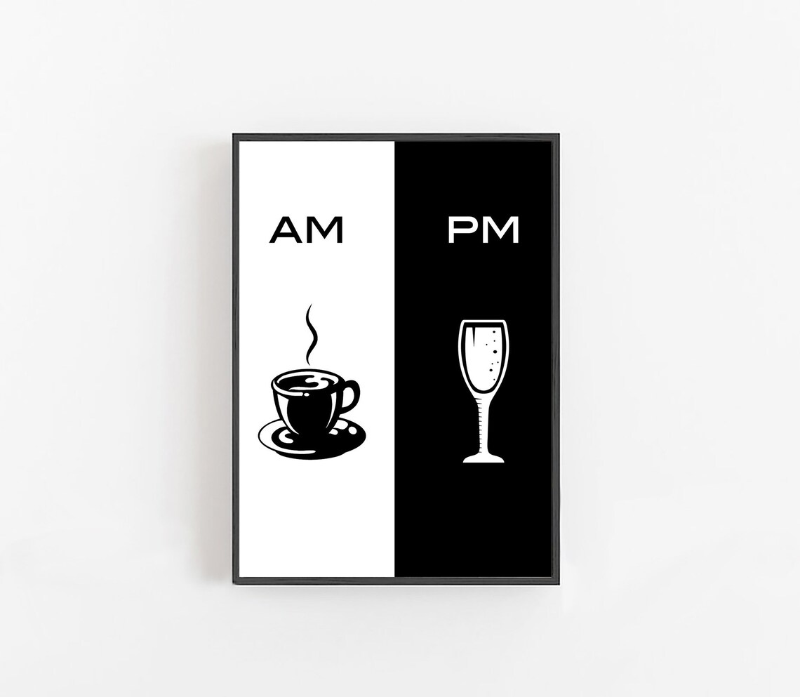 AM PM Coffee Wine Sign Set of 3 · Coffee Definition, Wine Definition ...
