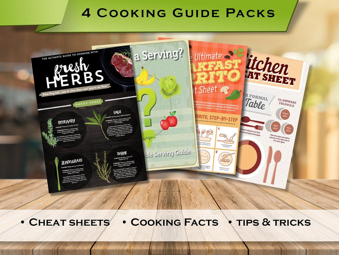 Cooking Guides, Kitchen Cheat Sheets, Healthy Eating, Cooking Booklet ...
