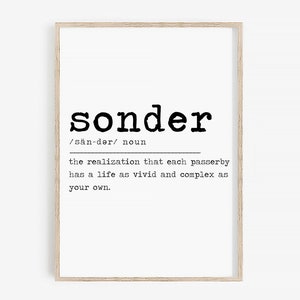 Sonder Definition • Sonder Wall Art • Sonder Print • Inspirational Wall ...