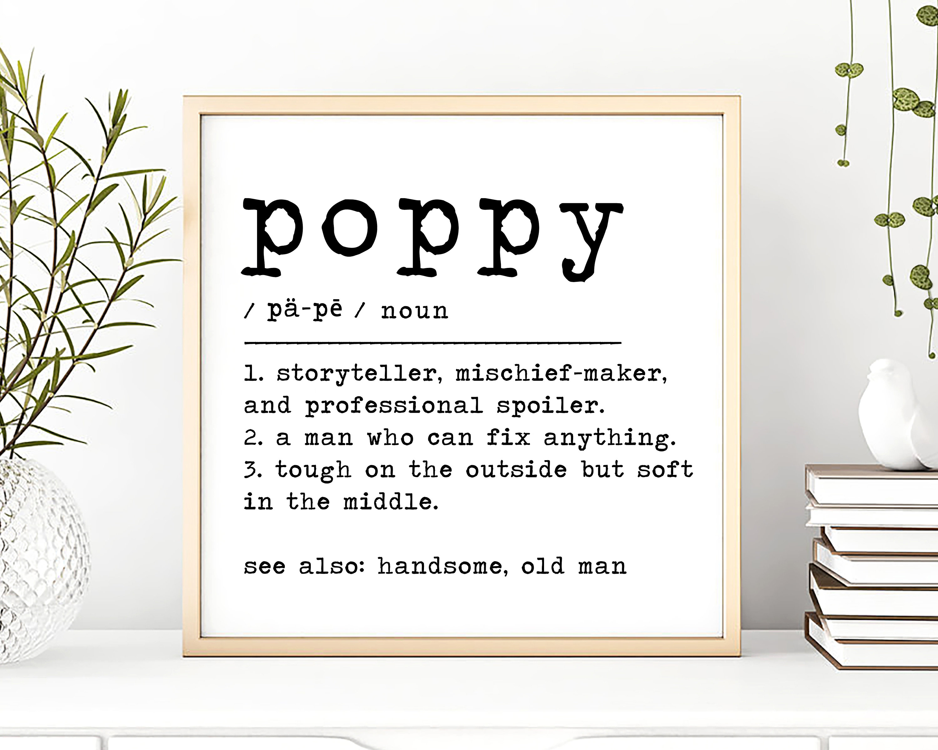 Poppy Definition Print · Grandpa Definition Sign, Poppy Gifts, Funny ...