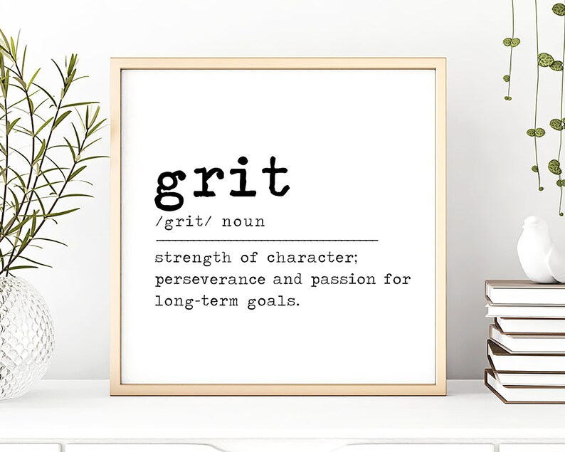 Grit Definition • Motivational Wall Decor for Office • Inspirational ...