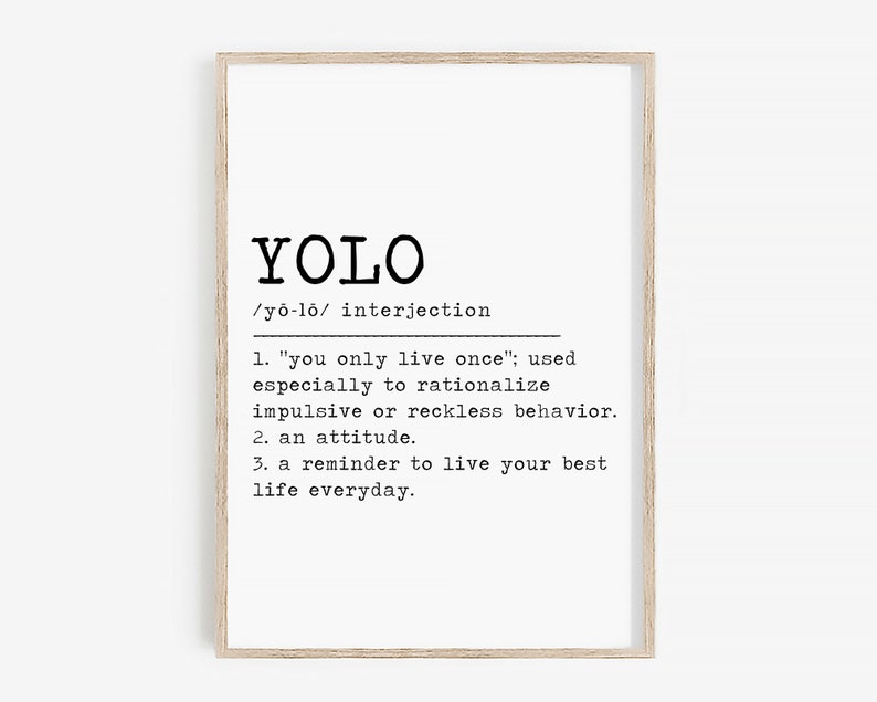 YOLO Definition Yolo Sign Funny Gifts for Him Funny Gifts - Etsy