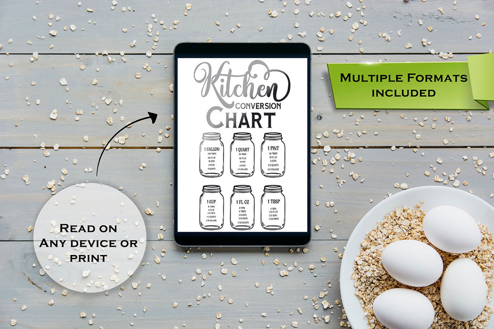 Kitchen Conversion Chart Kitchen Cheat Sheet Conversion | Etsy