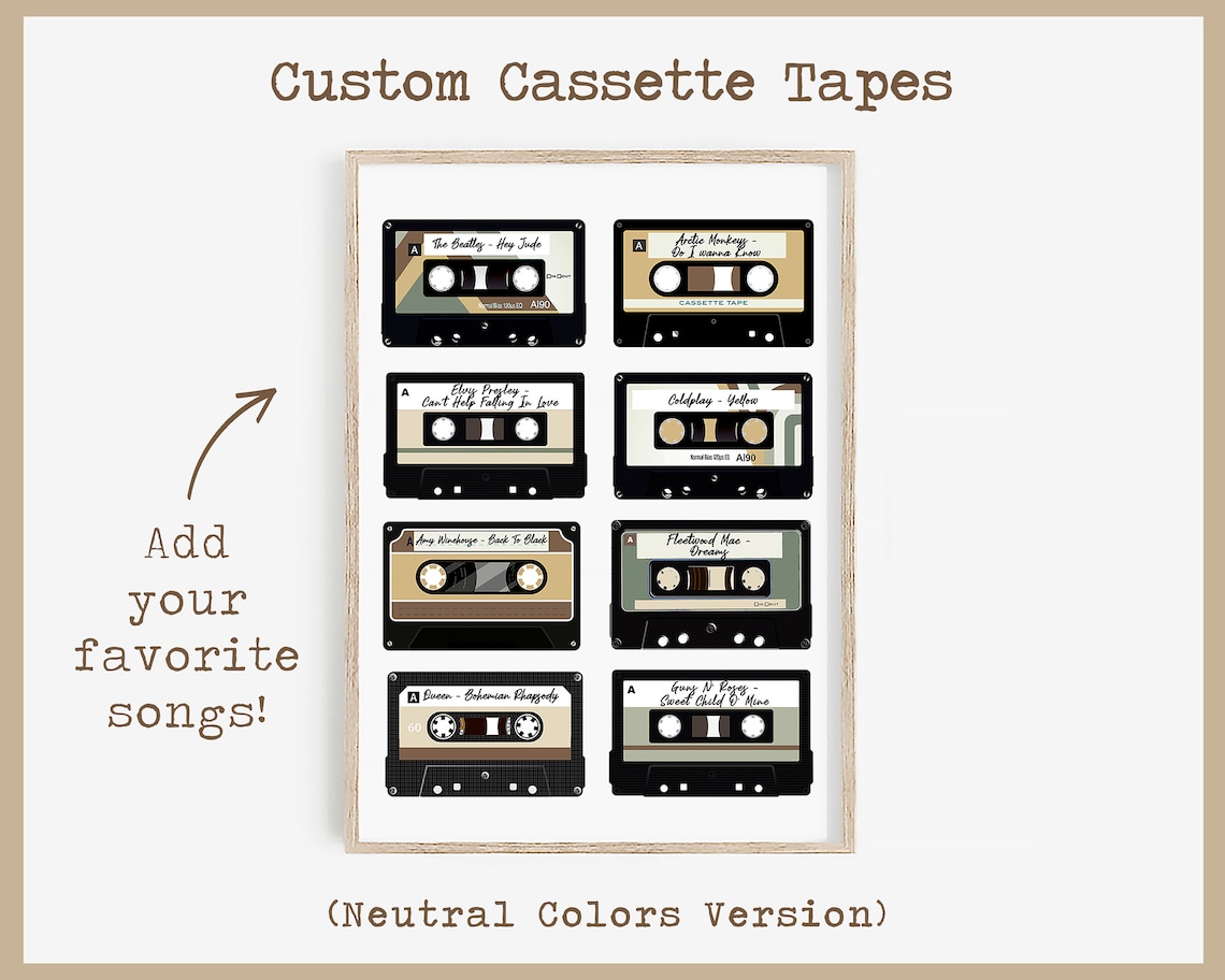 Custom Cassette Print Retro Cassette Poster Personalized | Etsy