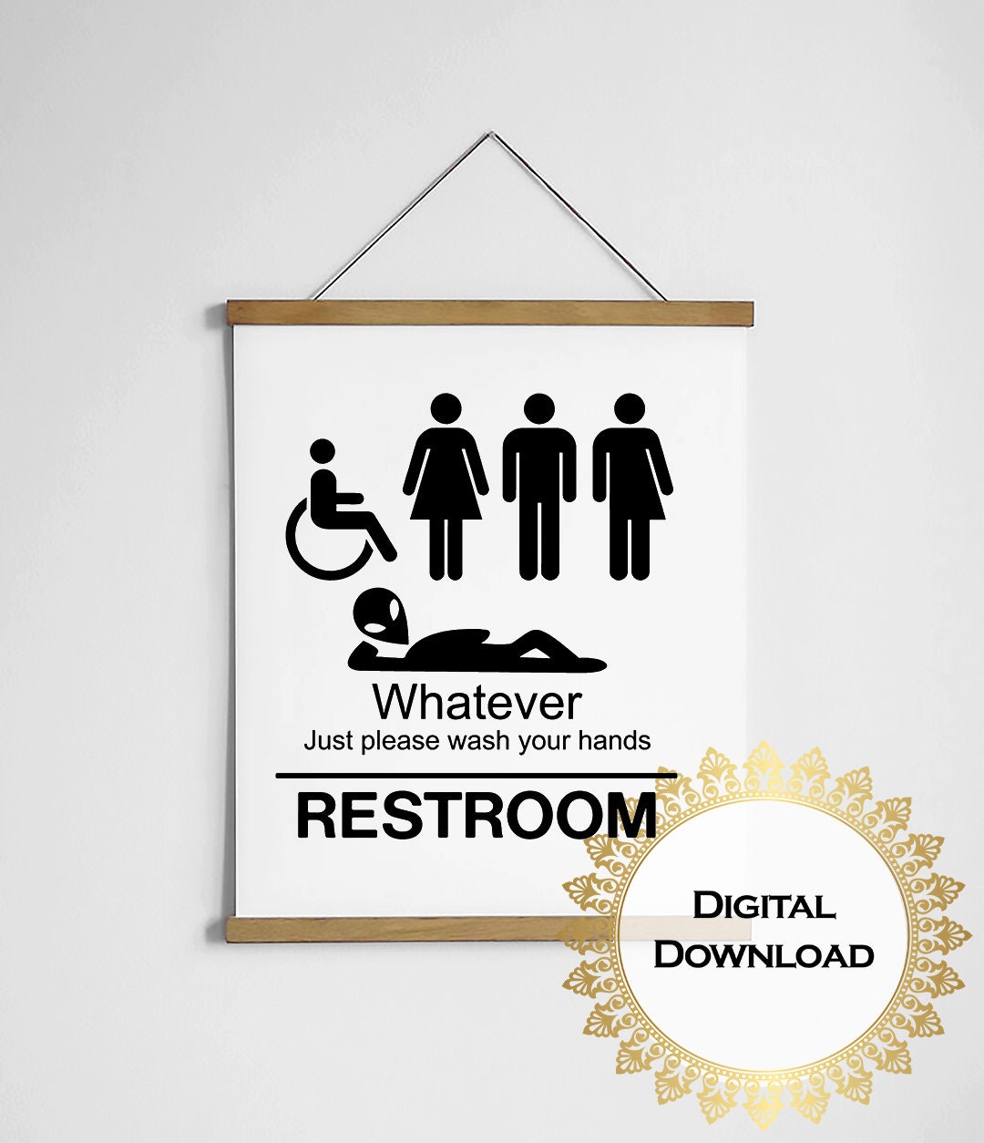 Alien Mens Women Funny Bathroom Sign Restroom Bathroom - Etsy