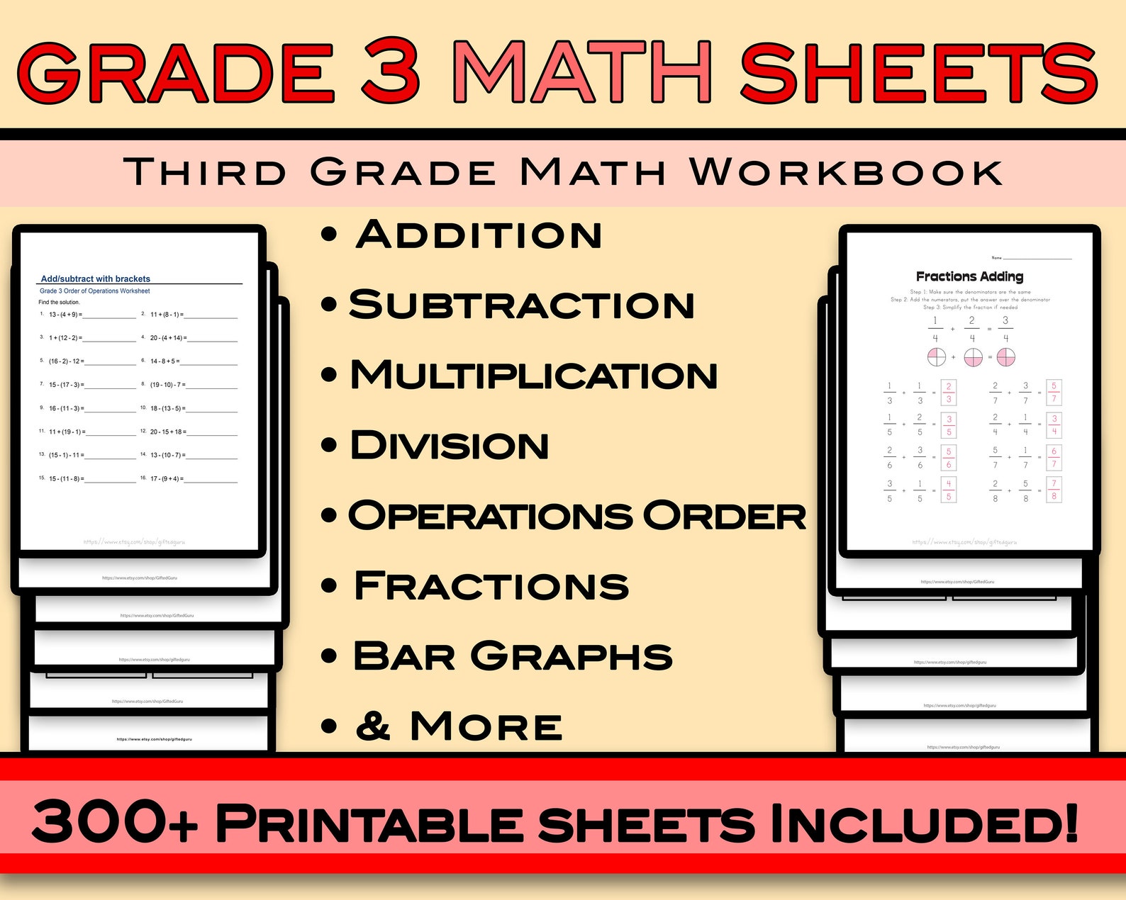 Third Grade Math Worksheets 300 Sheets Grade 3 Math Worksheets Third ...