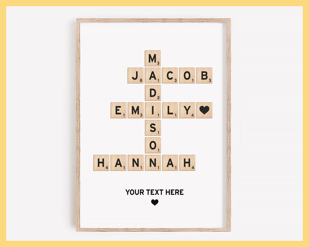 Personalized Scrabble Letters Print • Family Name Tiles Wall, Custom ...