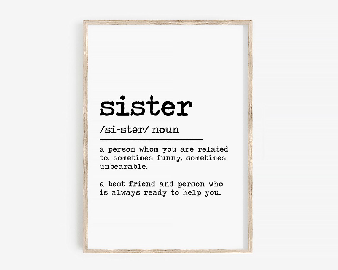 Sister Definition Print Sibling Definition Gift for Sister - Etsy