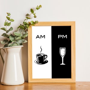AM PM Coffee Wine Print · Funny Kitchen Sign · Coffee Lover Gift ...