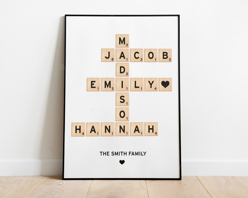 Personalized Scrabble Letters Print • Family Name Tiles Wall, Custom ...