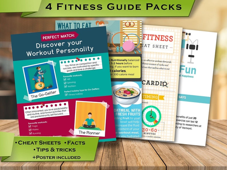 Fitness Cheat Sheets Fitness Guides Printable Fitness Chart | Etsy
