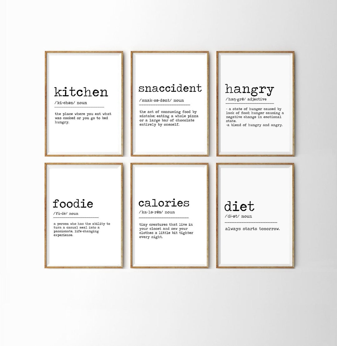 Funny Kitchen Definition Set of 12 · Kitchen Prints · Snaccident Sign ...